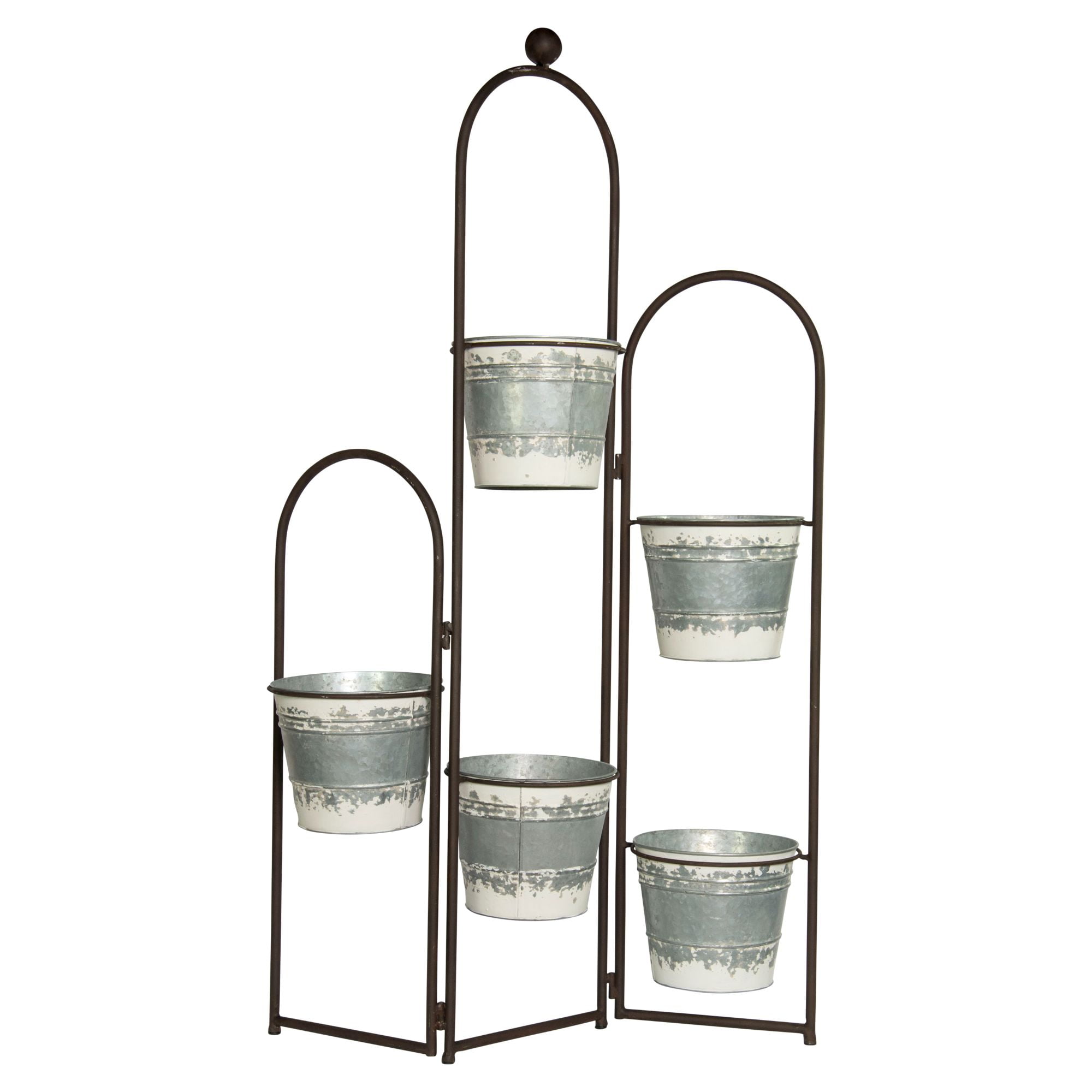 Creative Design 44" Silver and Black Galvanized Buckets Outdoor Patio ...