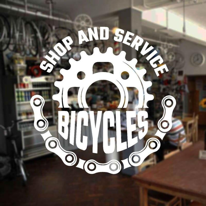 Creative Design Bicycles Shop And Service Wall Sticker Vinyl Removable ...