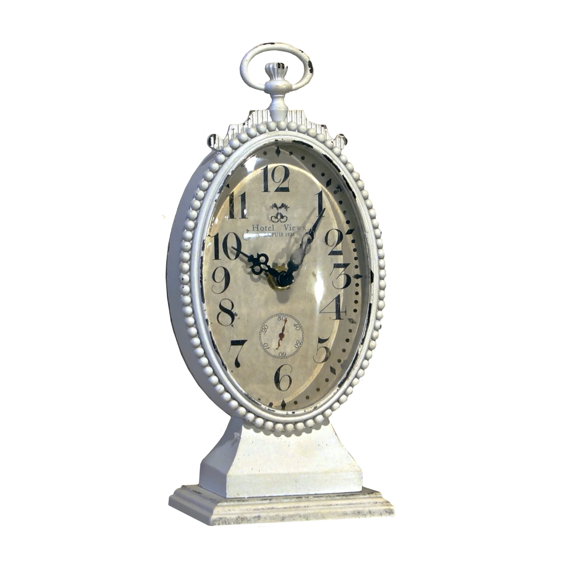 Creative Design Metal Stopwatch Style Oval Table Clock - 10" - White ...