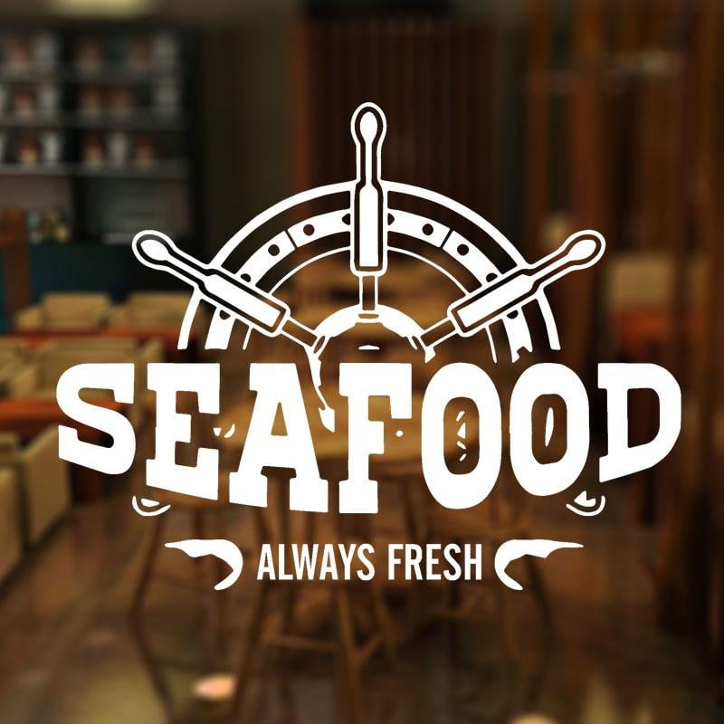 Creative Design Seafood Sign Cut Wall Sticker Vinyl Interior Window ...