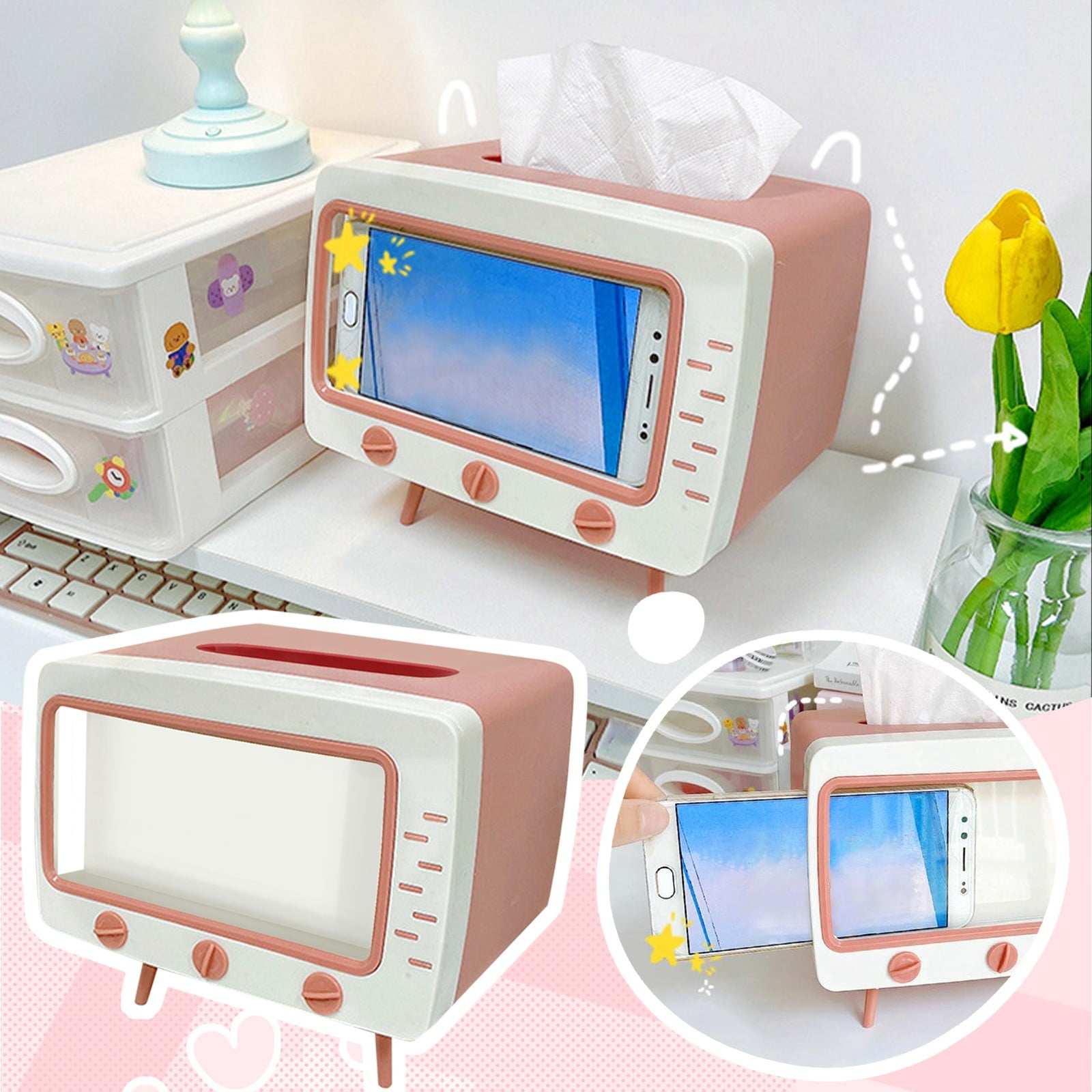 Creative Diy Tissue Box Multifunctional Phone Holder, Retro Radio ...
