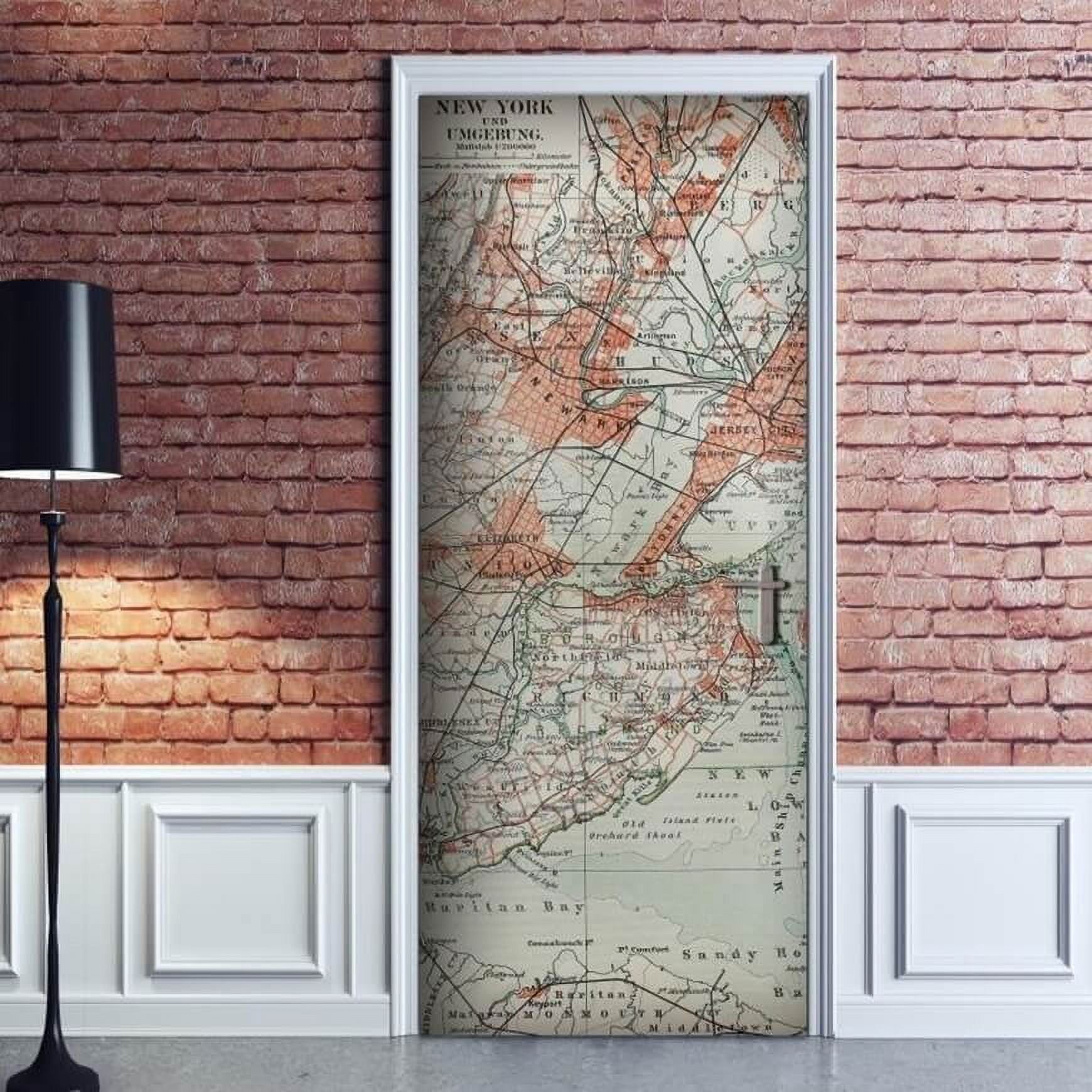 Creative Door Mural Ancient World Map Self Adhesive Door Skin Cover ...
