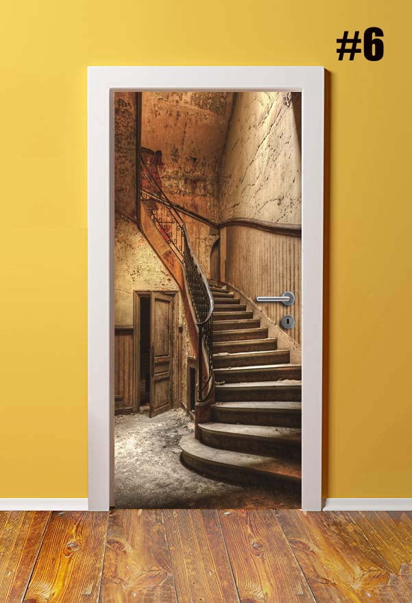 Creative Door Mural Art Design Stairs Door Wrap For Kid's Peel and ...