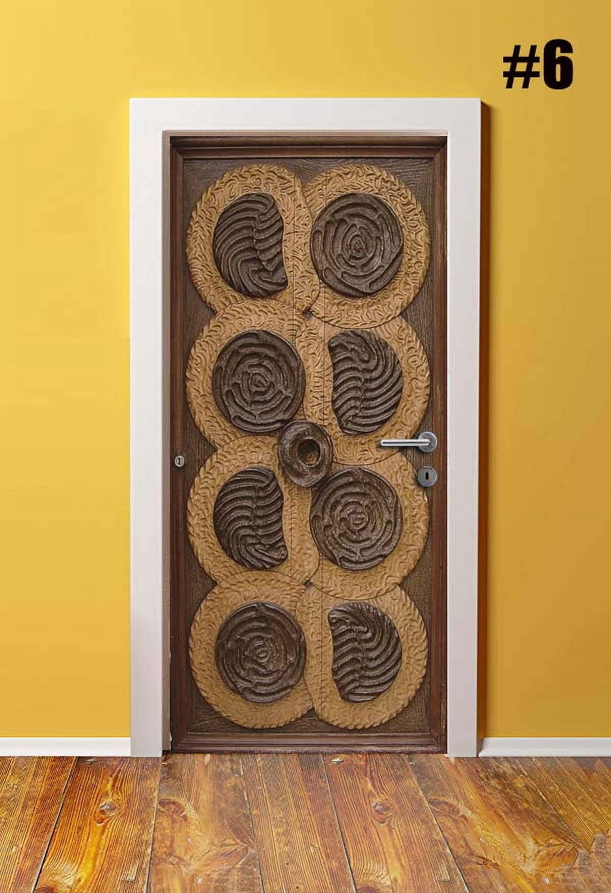 Creative Door Mural Classic Wood Gate Entrance Door Wrap Peel and Stick ...