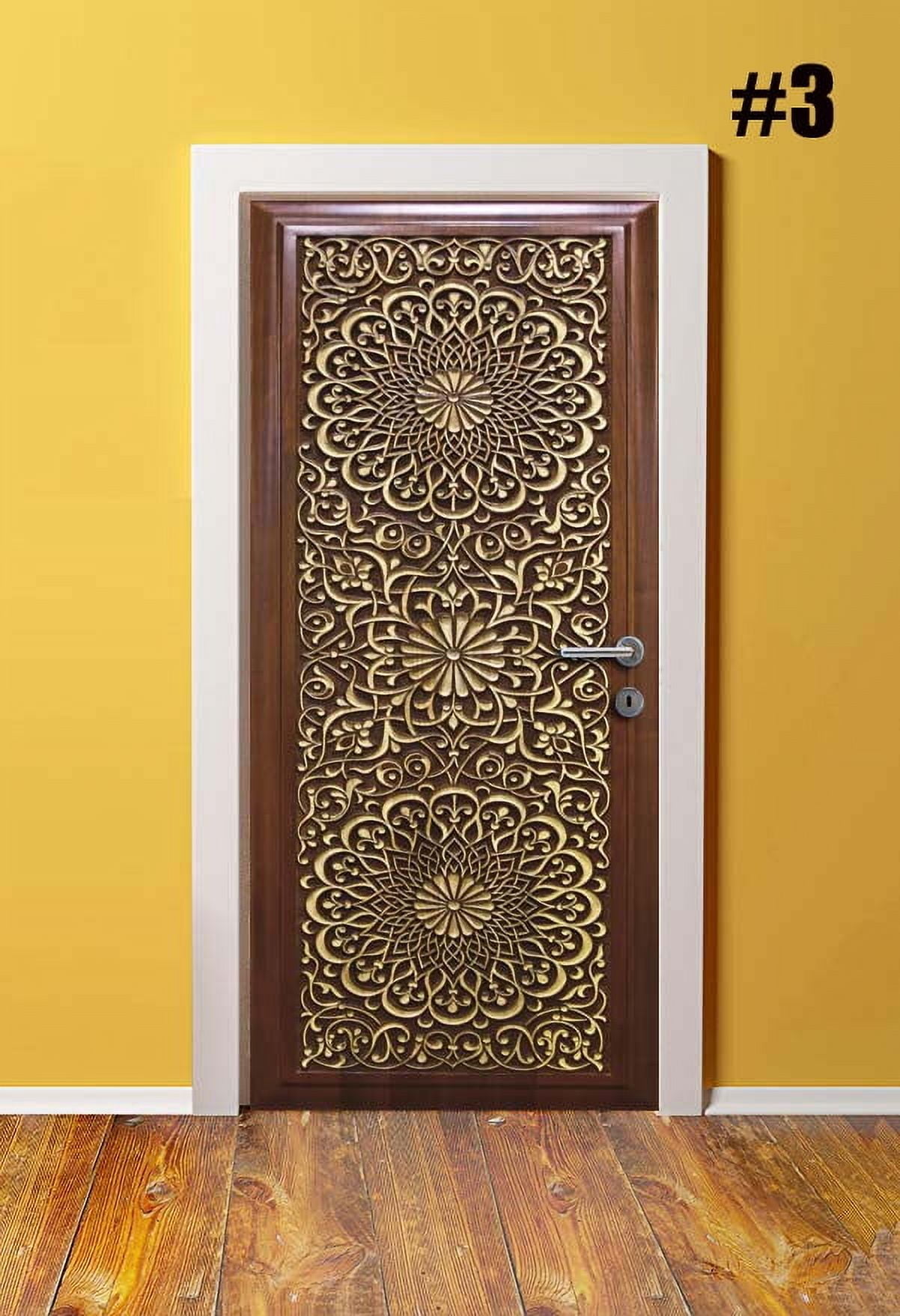 Creative Door Mural Classic Wood Gate Entrance Door Wrap Peel and Stick ...