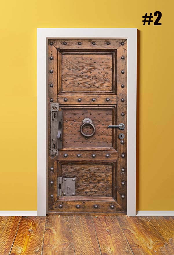 Creative Door Mural Classic Wood Gate Entrance Door Wrap Peel and Stick ...