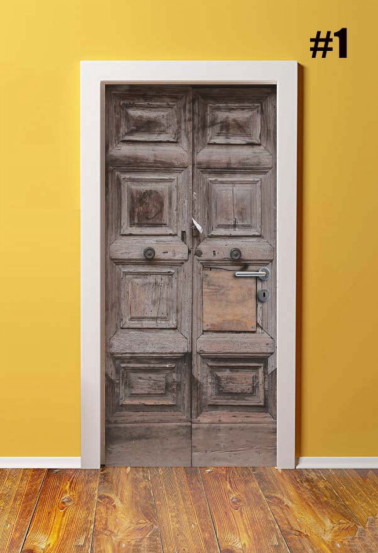 Creative Door Mural Classic Wood Gate Entrance Door Wrap Peel and Stick ...