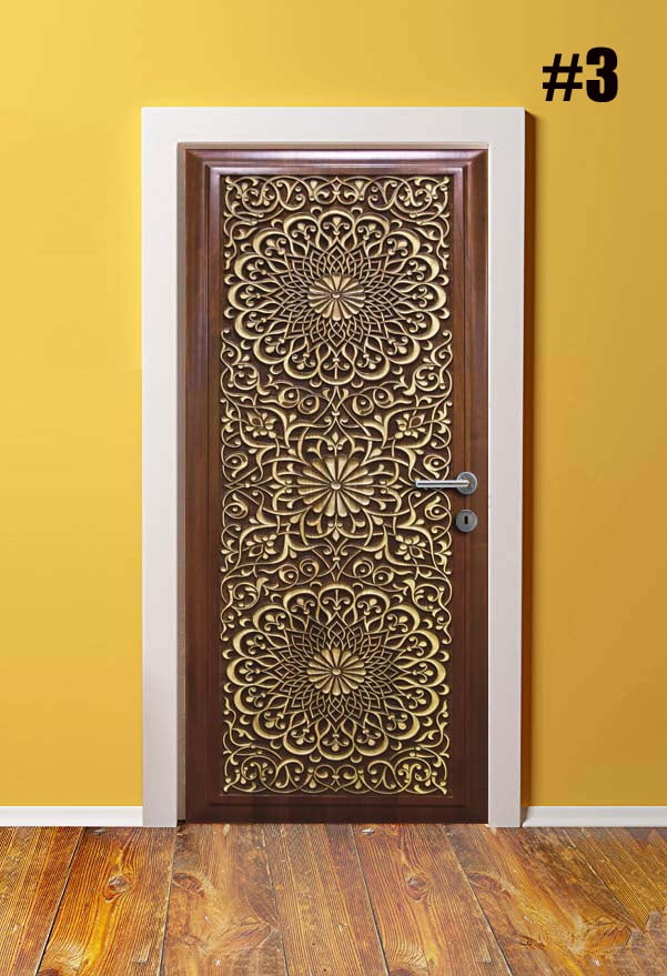 Creative Door Mural Classic Wood Gate Entrance Door Wrap Peel and Stick ...