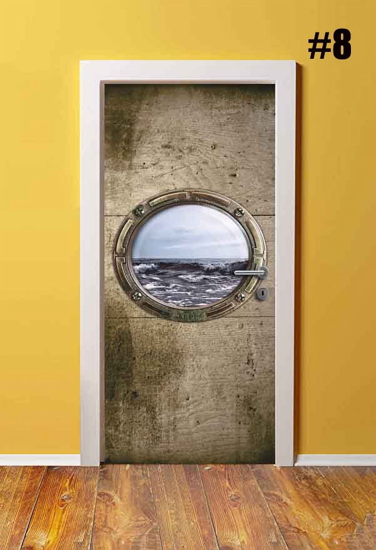 Creative Door Mural Classic Wood Gate Entrance Door Wrap Peel and Stick ...