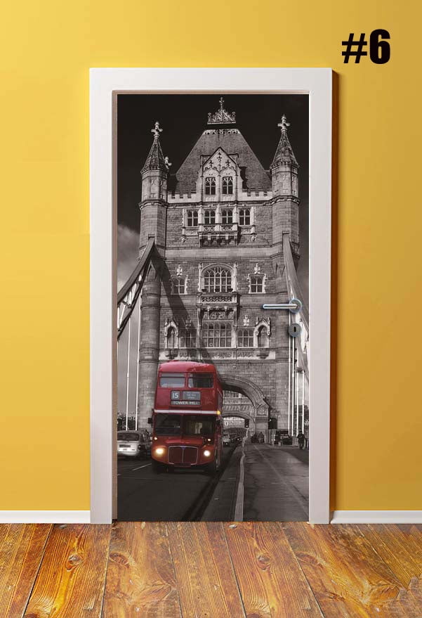 Creative Door Mural Famous Building Landscape Door Wrap Peel and Stick ...