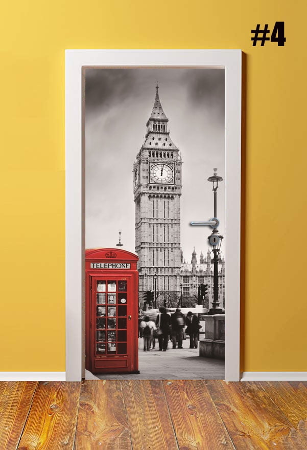 Creative Door Mural Famous Building Landscape Door Wrap Peel and Stick ...