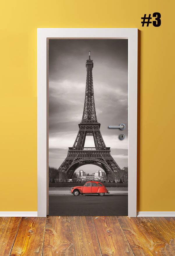 Creative Door Mural Famous Building Landscape Door Wrap Peel and Stick ...