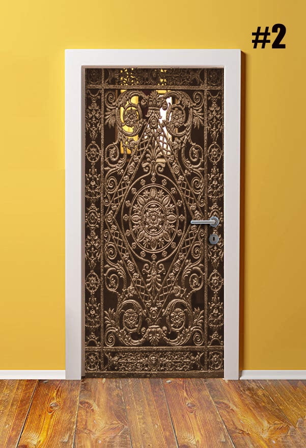 Creative Door Mural Iron Gate Traditional Entrance Door Wrap Remove ...