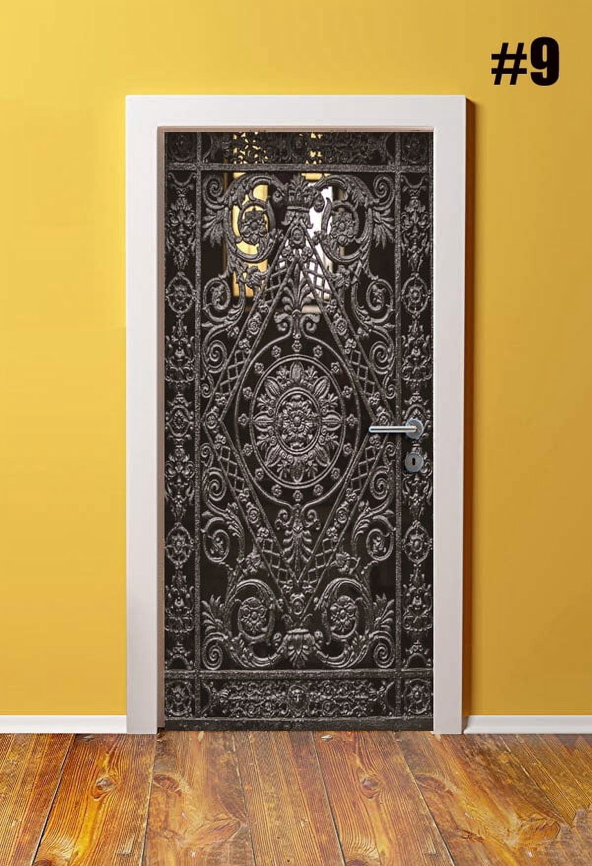 Creative Door Mural Iron Gate Traditional Entrance Door Wrap Remove ...