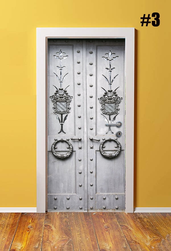 Creative Door Mural Iron Gate Traditional Entrance Door Wrap Remove ...