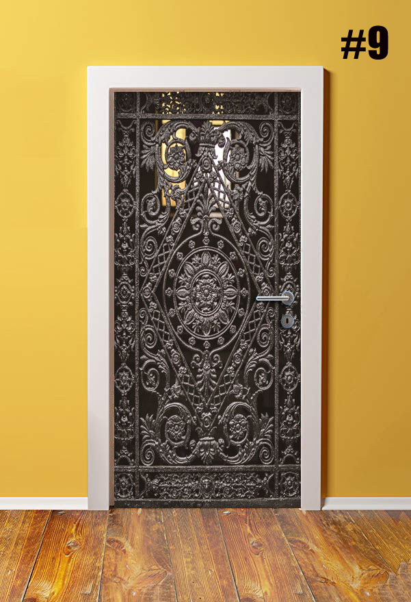 Creative Door Mural Iron Gate Traditional Entrance Door Wrap Remove ...