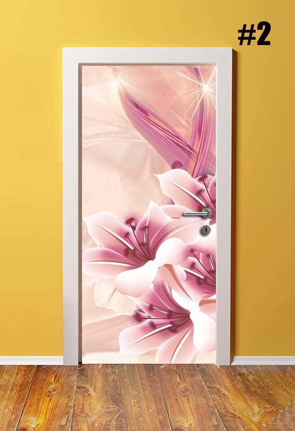 Creative Door Mural Romantic Flowers Door Wrap For Kid's Peel and Stick ...