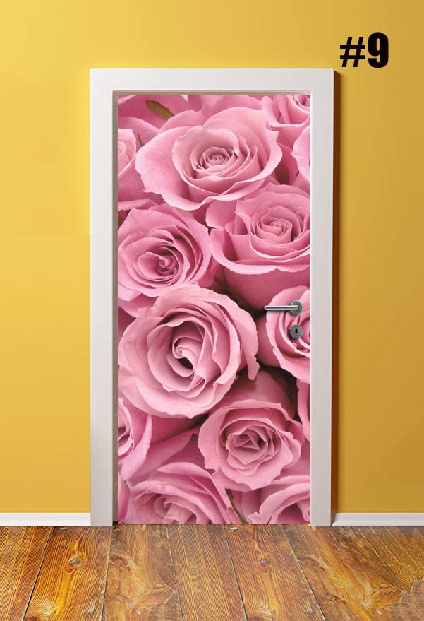 Creative Door Mural Romantic Flowers Door Wrap For Kid's Peel and Stick ...