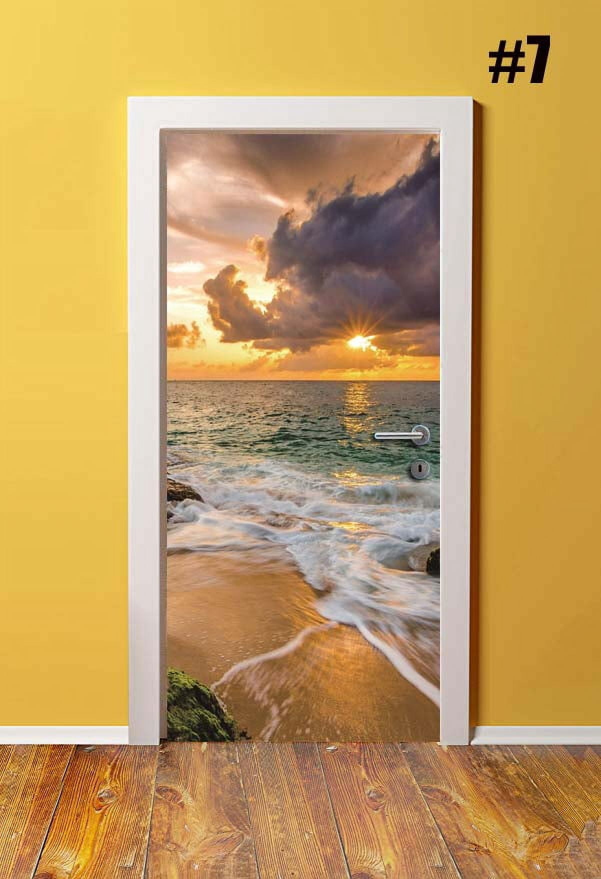Creative Door Mural Seaside Beach Landscape Door Wrap Peel and Stick ...