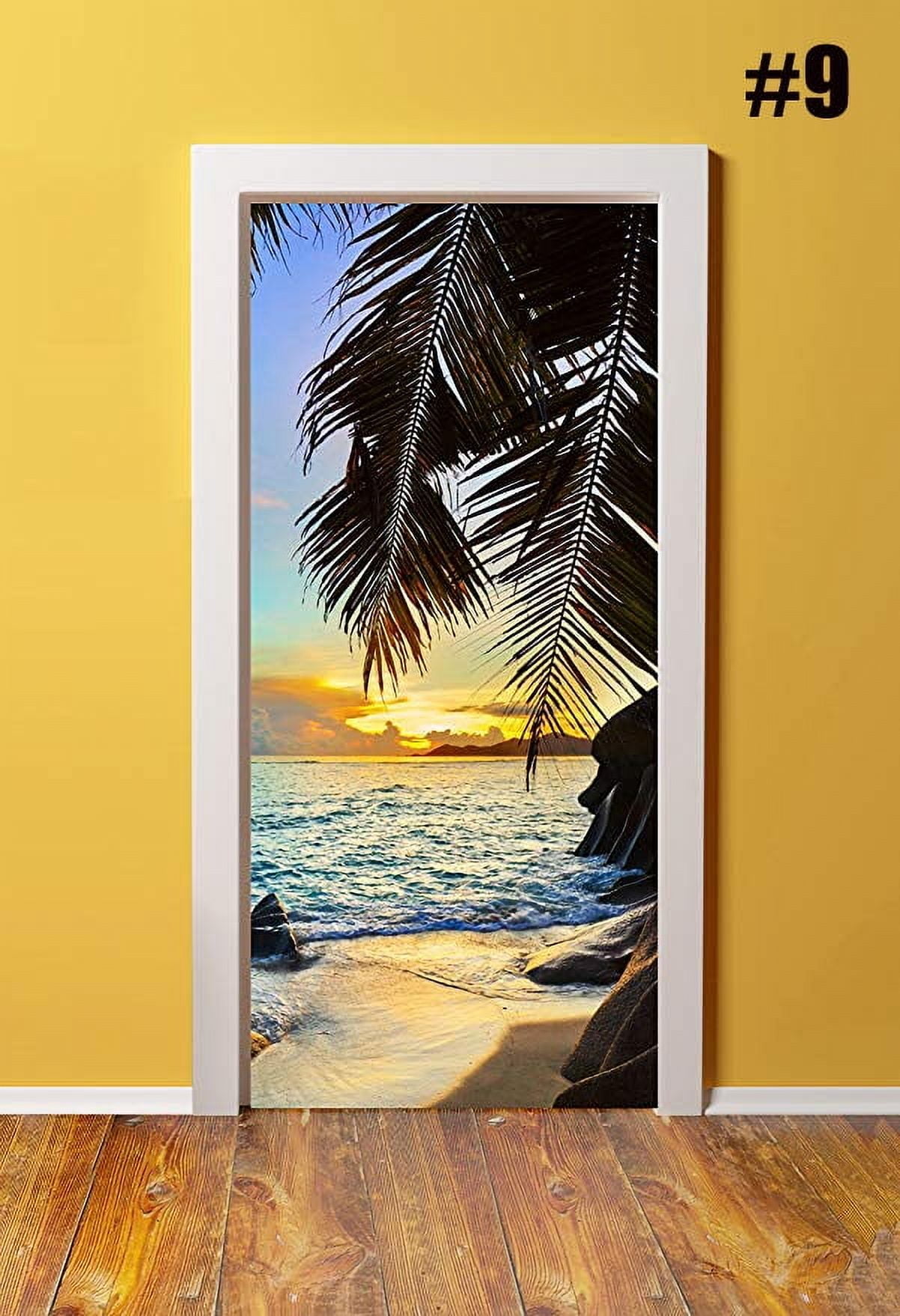 Creative Door Mural Seaside ScenerY Door Wrap For Kid's Peel and Stick ...