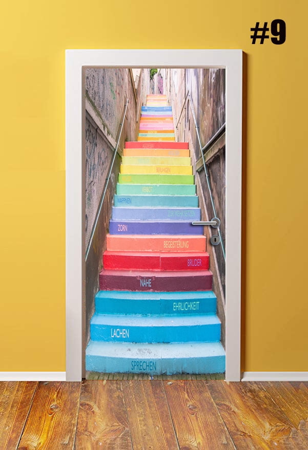 Creative Door Mural Stairs Stone Steps Door Wrap For Kid's Peel and ...