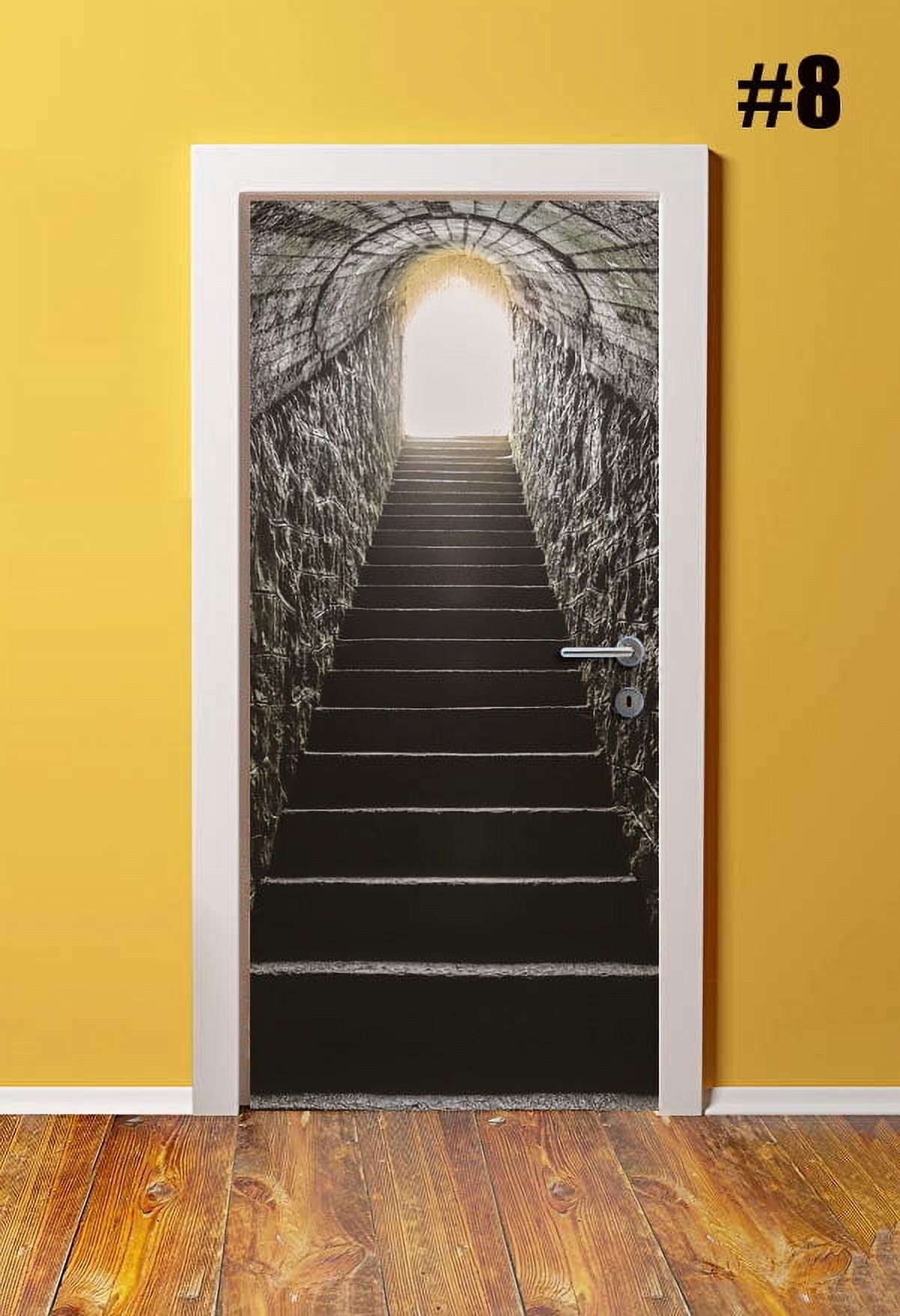Creative Door Mural Stairs Stone Steps Door Wrap For Kid's Peel and ...