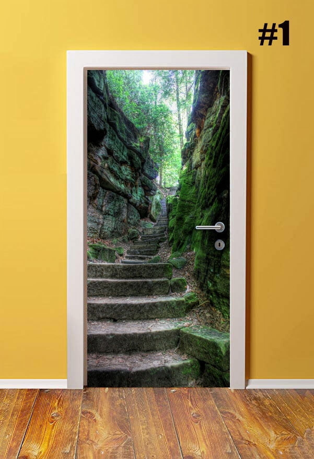 Creative Door Mural Stairs Stone Steps Door Wrap For Kid's Peel and ...