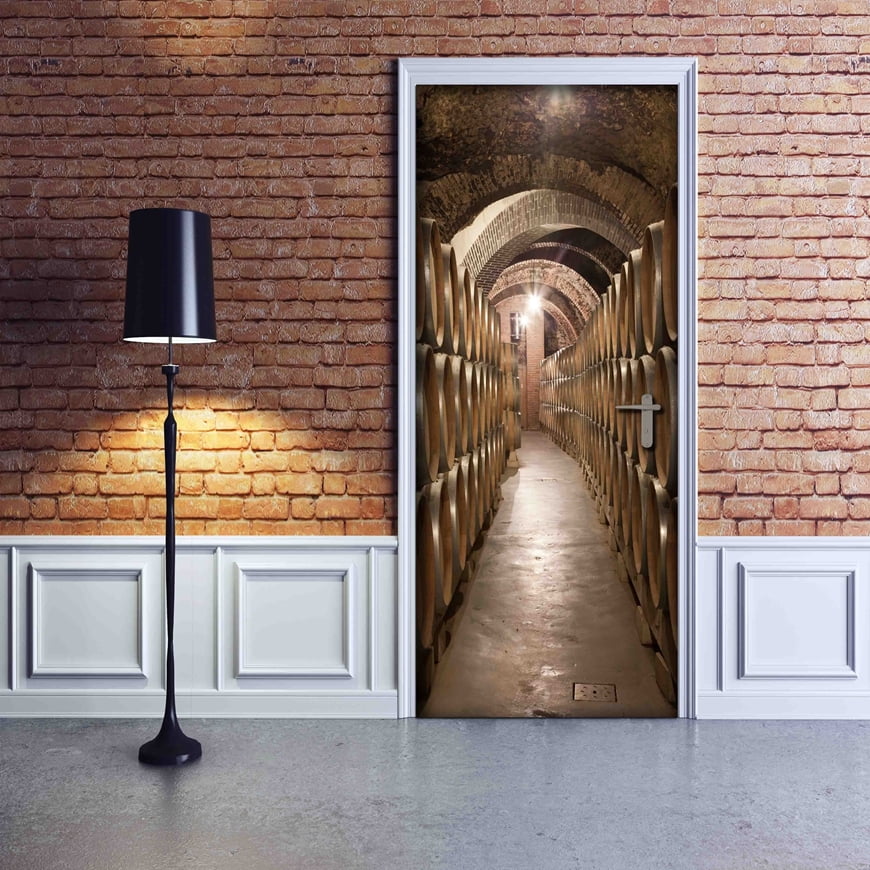 Creative Door Mural Wine Cellar Door Wrap Peel and Stick Door Decal ...