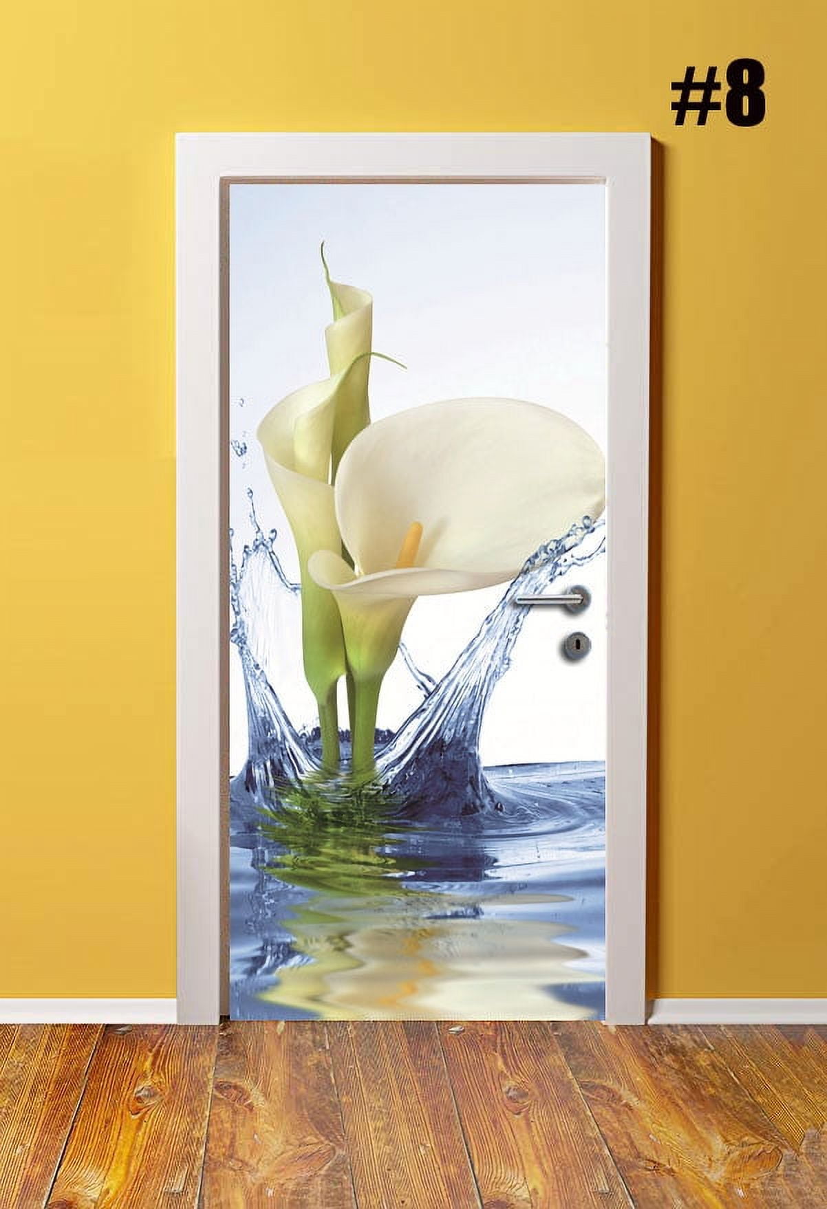 Creative Door Mural Zen Bamboo Flower Door Wrap For Kid's Peel and ...