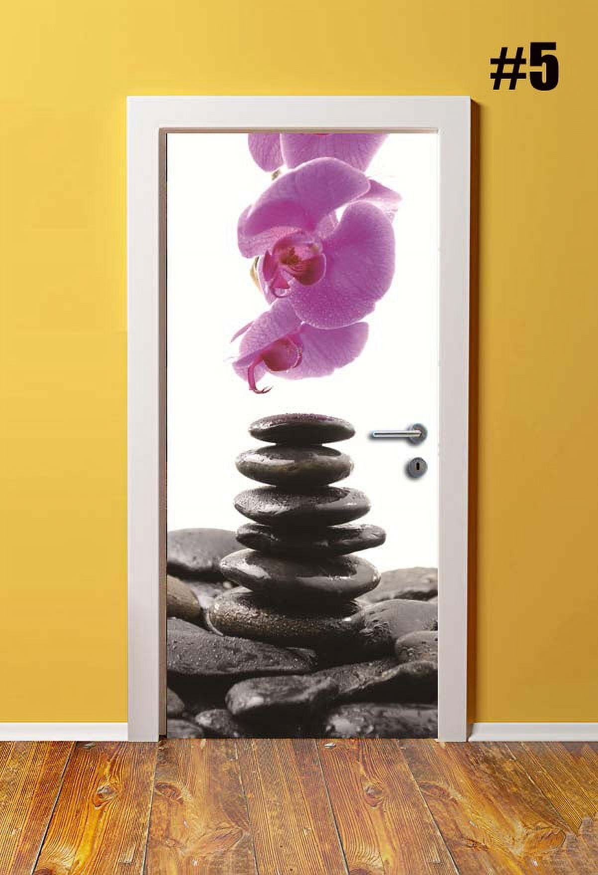Creative Door Mural Zen Bamboo Flower Door Wrap For Kid's Peel and ...