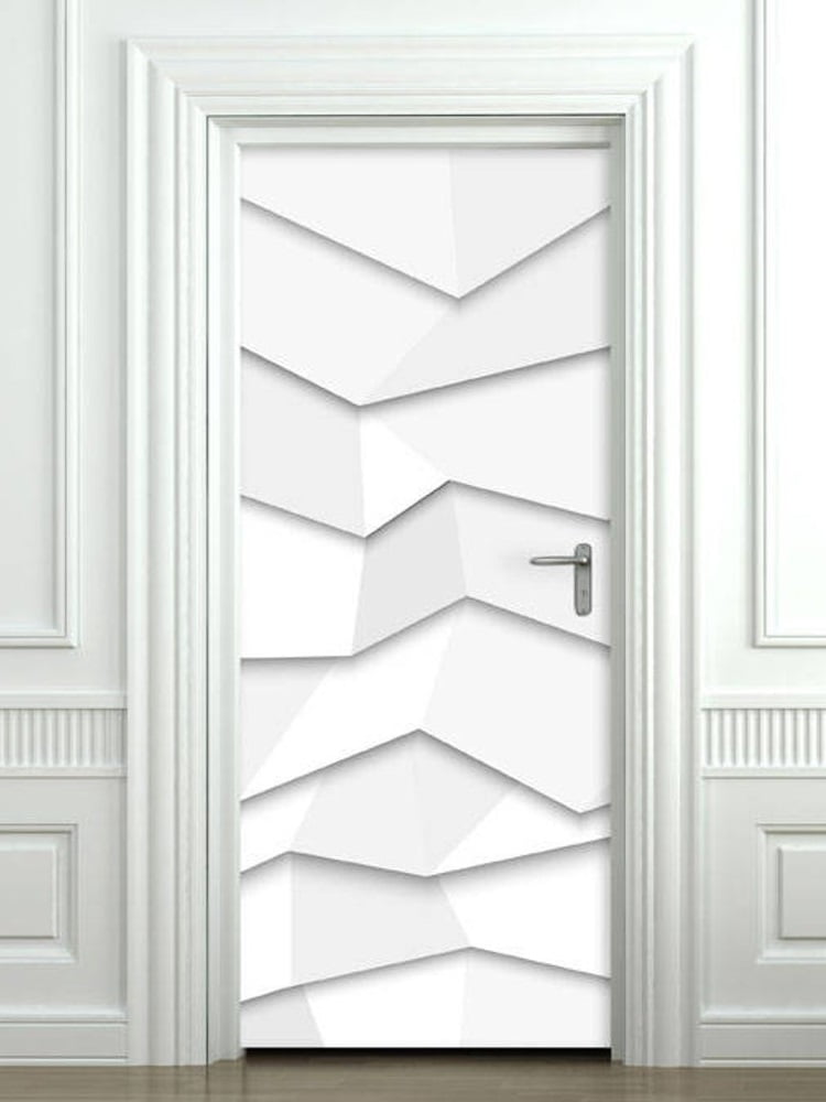 Creative Door Sticker 3D White Curve Door Mural Door Cover Wall ...