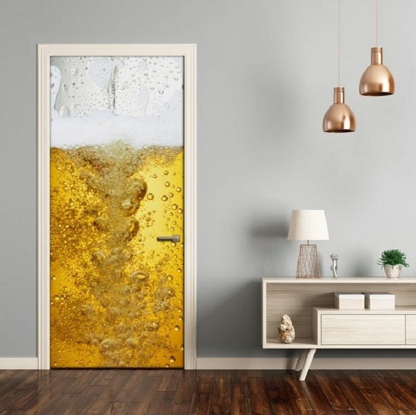 Creative Door Sticker Beer Bubbles Door Mural Door Cover Wall Stickers ...