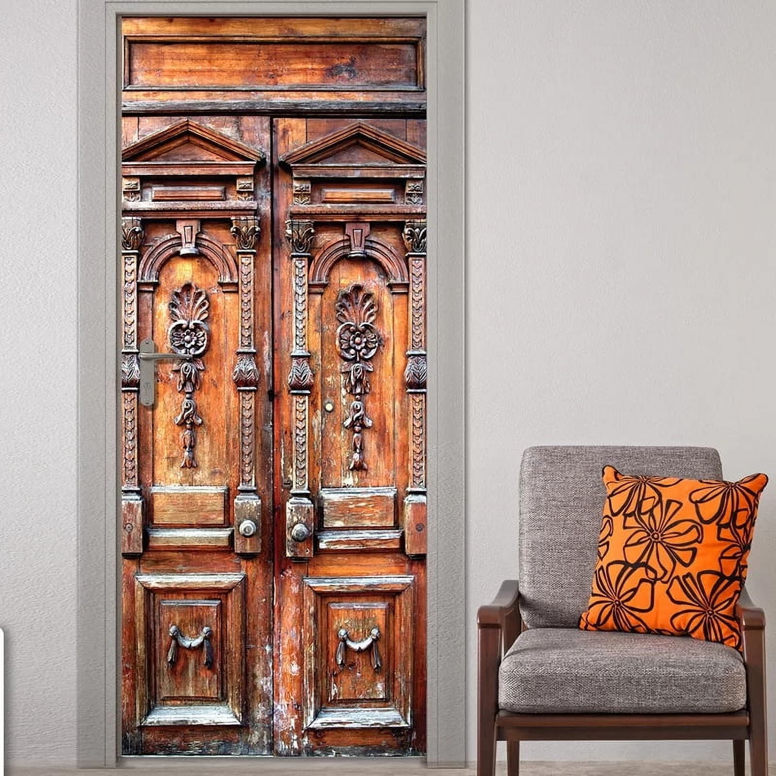 Creative Door Sticker Classic Gate Door Mural Door Cover Wall Stickers ...