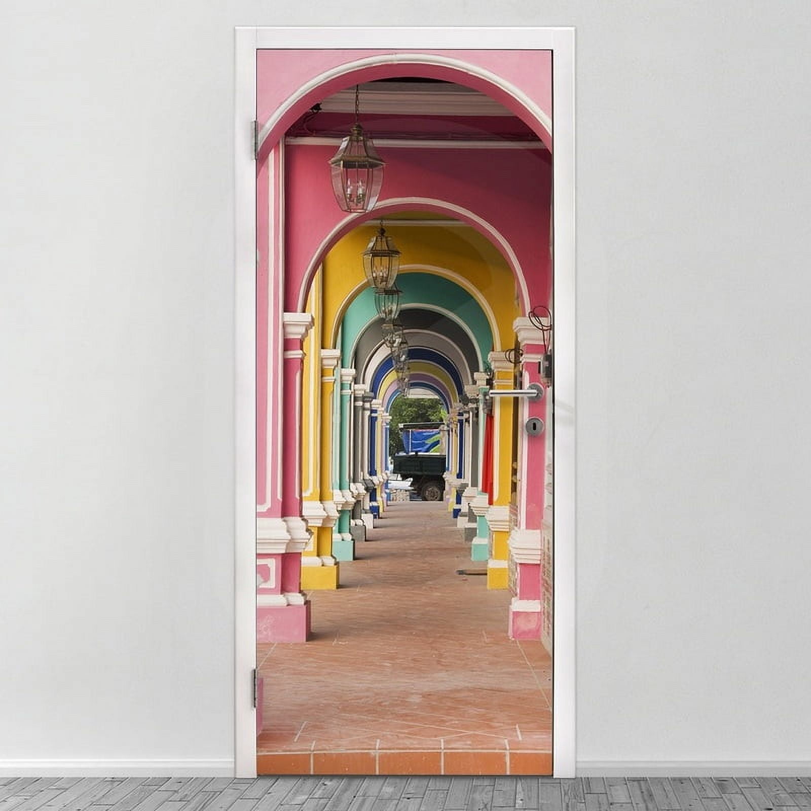 Creative Door Sticker Colorful Corridor For Living Room Bedroom PVC ...