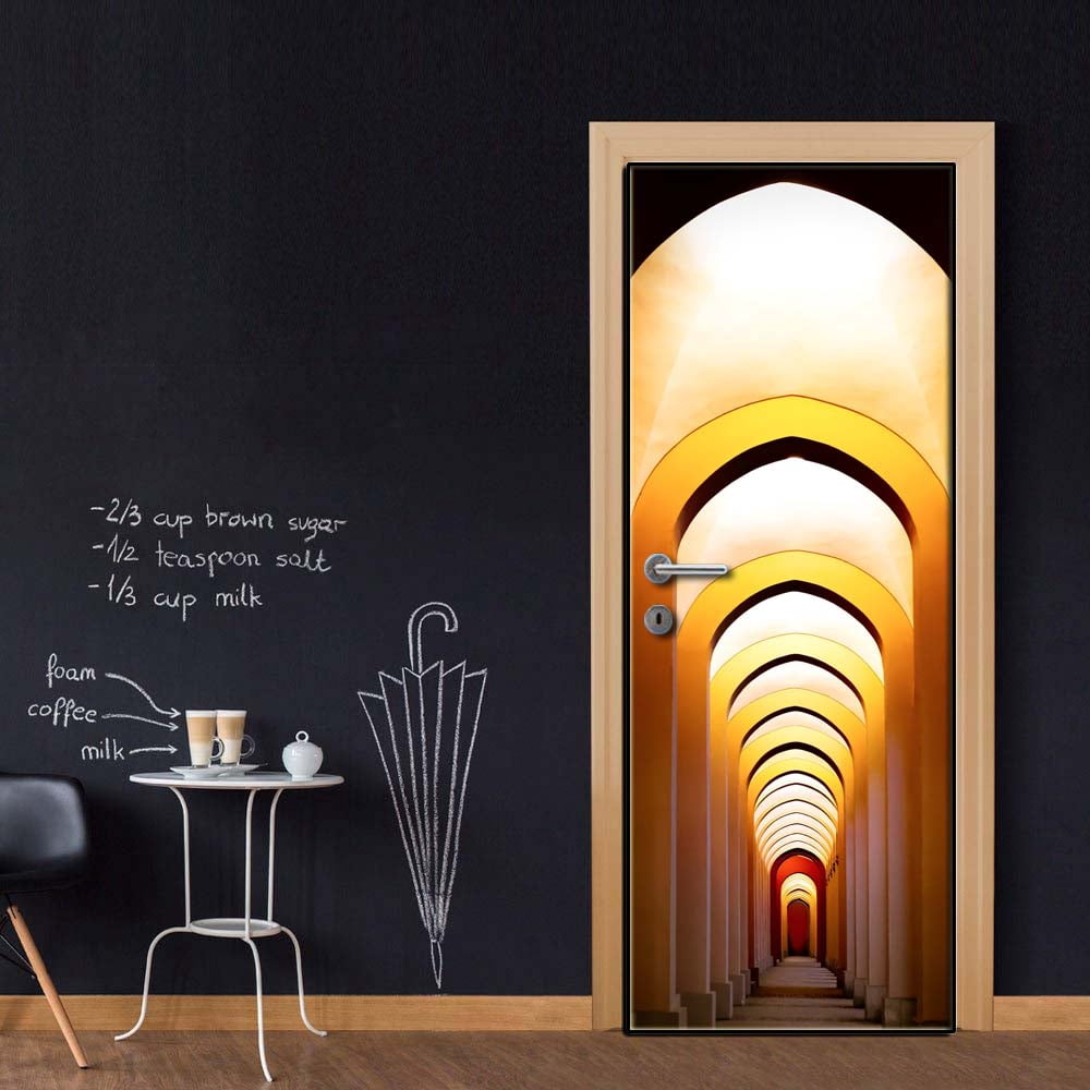 Creative Door Sticker Fantasy Arch Corridor Door Cover Wall Stickers ...