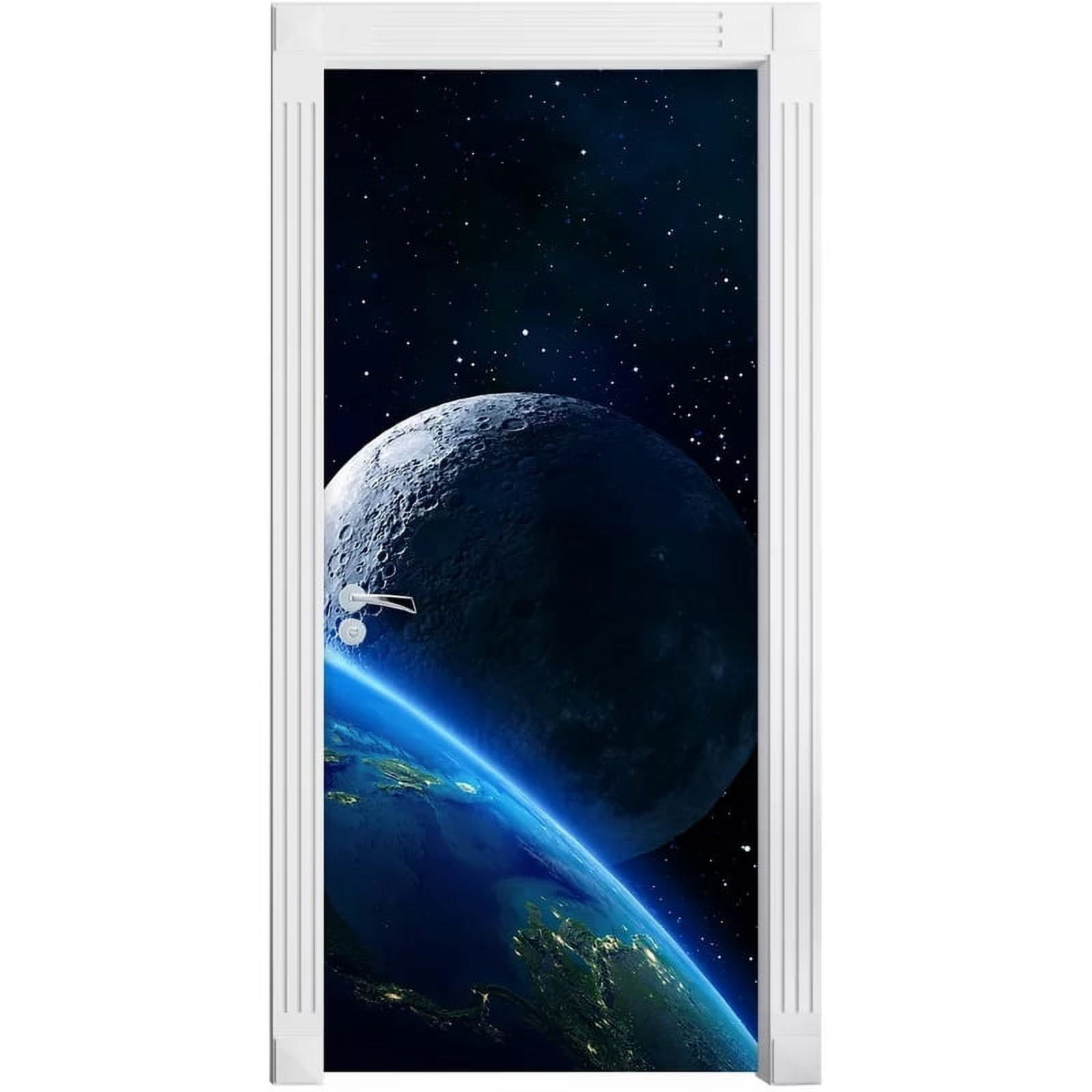 Creative Door Sticker Fantasy Space Door Mural Door Cover Wall Stickers ...