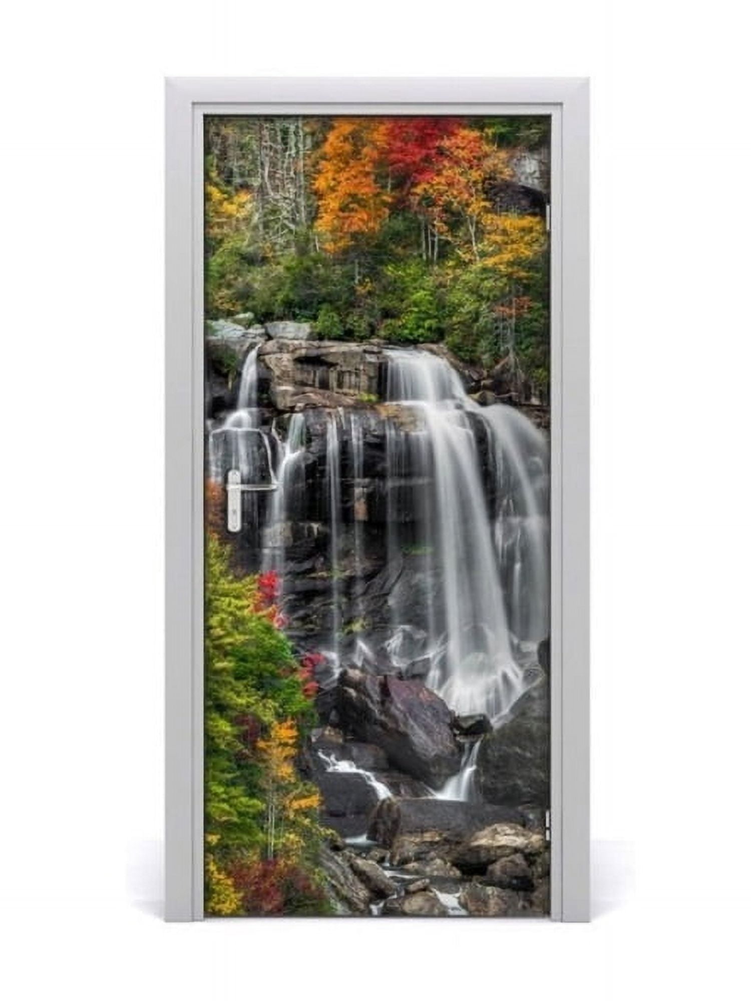 Creative Door Sticker Mountain Waterfall Door Mural Door Cover Wall ...