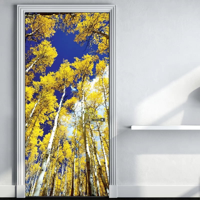 Creative Door Sticker Tree Peak Door Mural Door Cover Wall Stickers ...