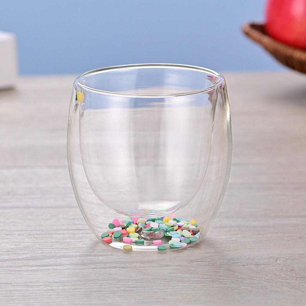 Creative Double Wall Glass Cup Real Flower Conch Flash Hand Cups Filler ...