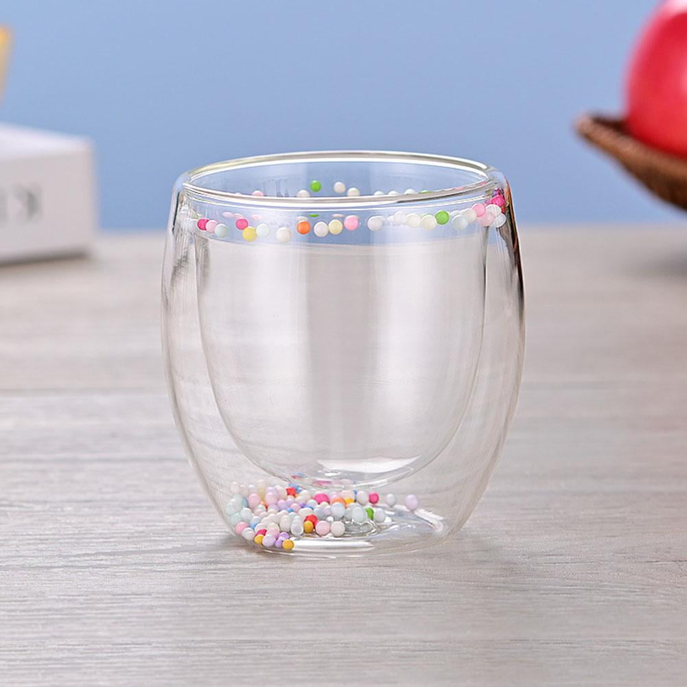 Creative Double Wall Glass Cup Real er Conch Flash Filler Glass Cups ...