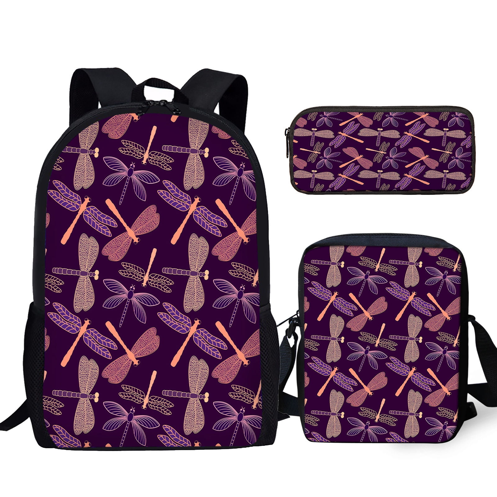 Creative Dragonfly Design Backpack 3 Set Bag for Teenager Student Daily ...