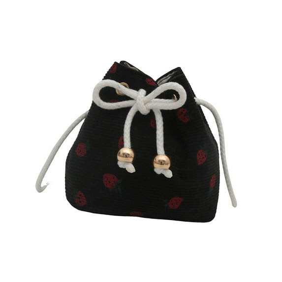 Creative Drawstring Crossbody Bag In Strawberry Print Large Capacity ...