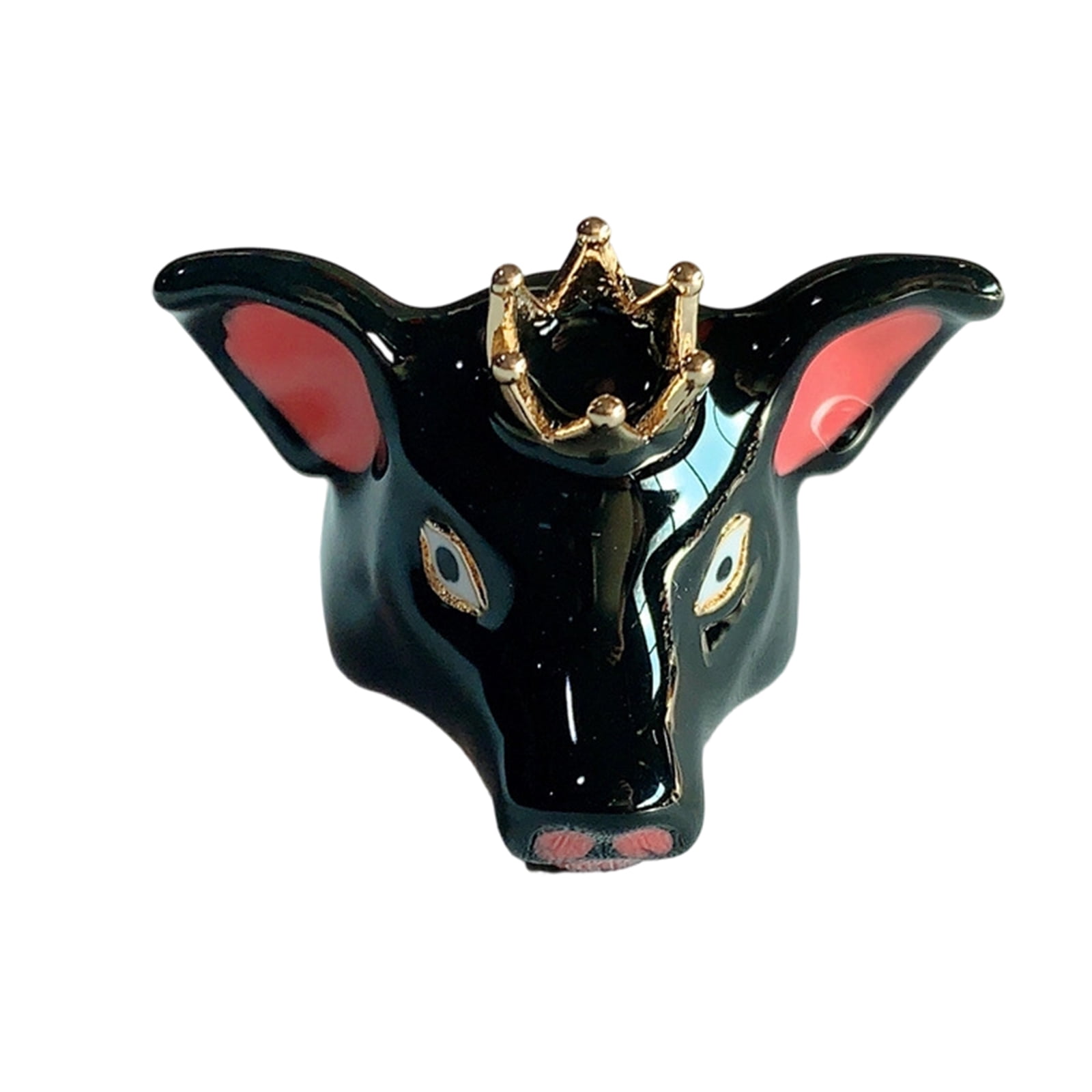 Creative Drip Glaze Rings Artistic Piglets Design Stackable Gold Tone ...