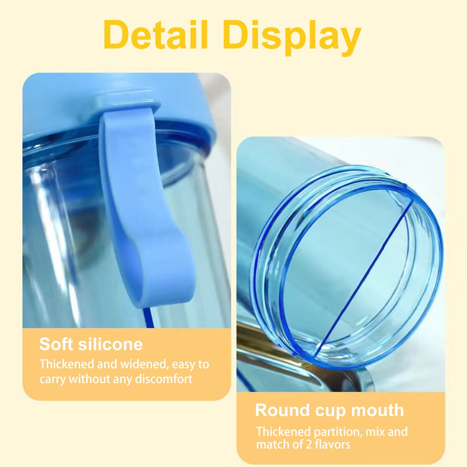 Creative Dual Straw Water Cup, Two Straw One Cup of Two Different ...