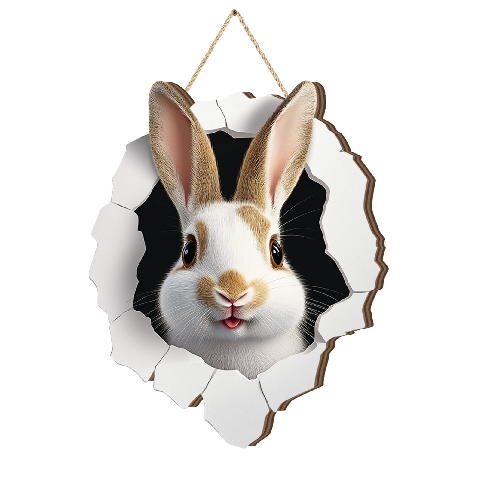 Creative Easter Bunny Hole Sign for Front Door Decor,Fun Wooden Door ...