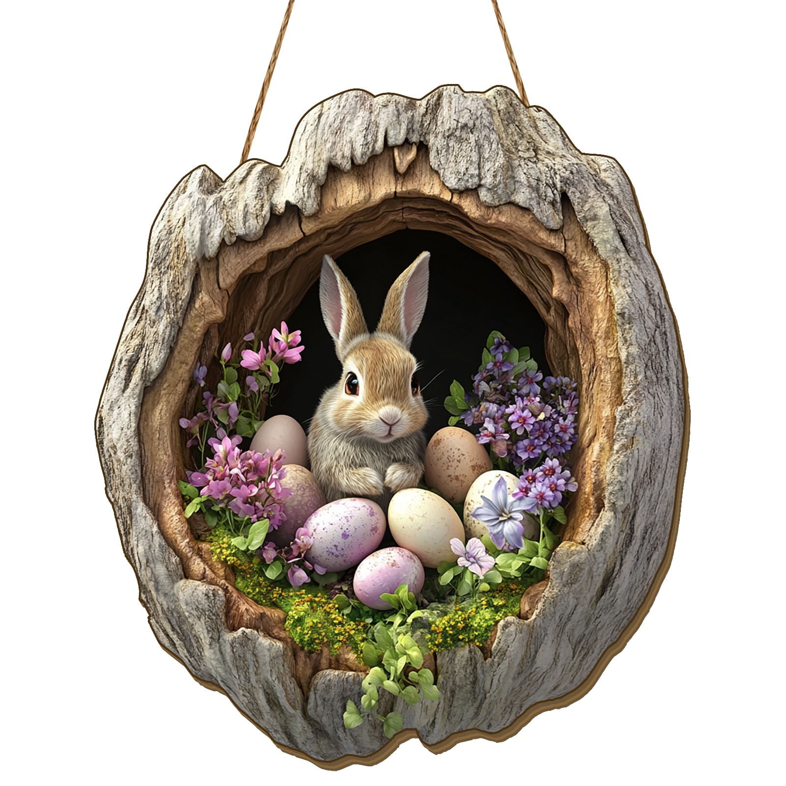 Creative Easter Bunny Hole Sign for Front Door Decor,Fun Wooden Door ...