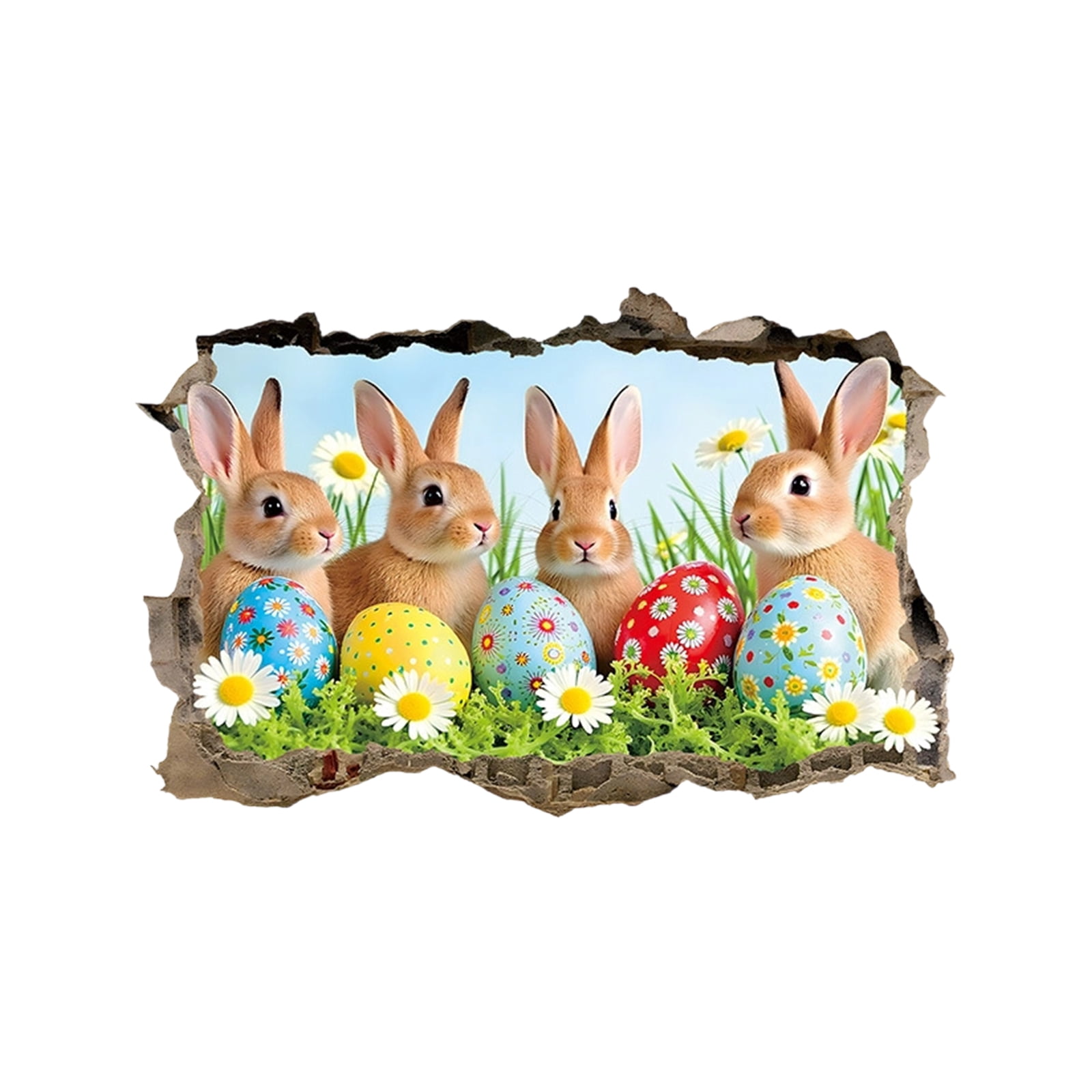 Creative Easter Wall Stickers, 24x15.7 Inch Festive 3D Breakthrough ...