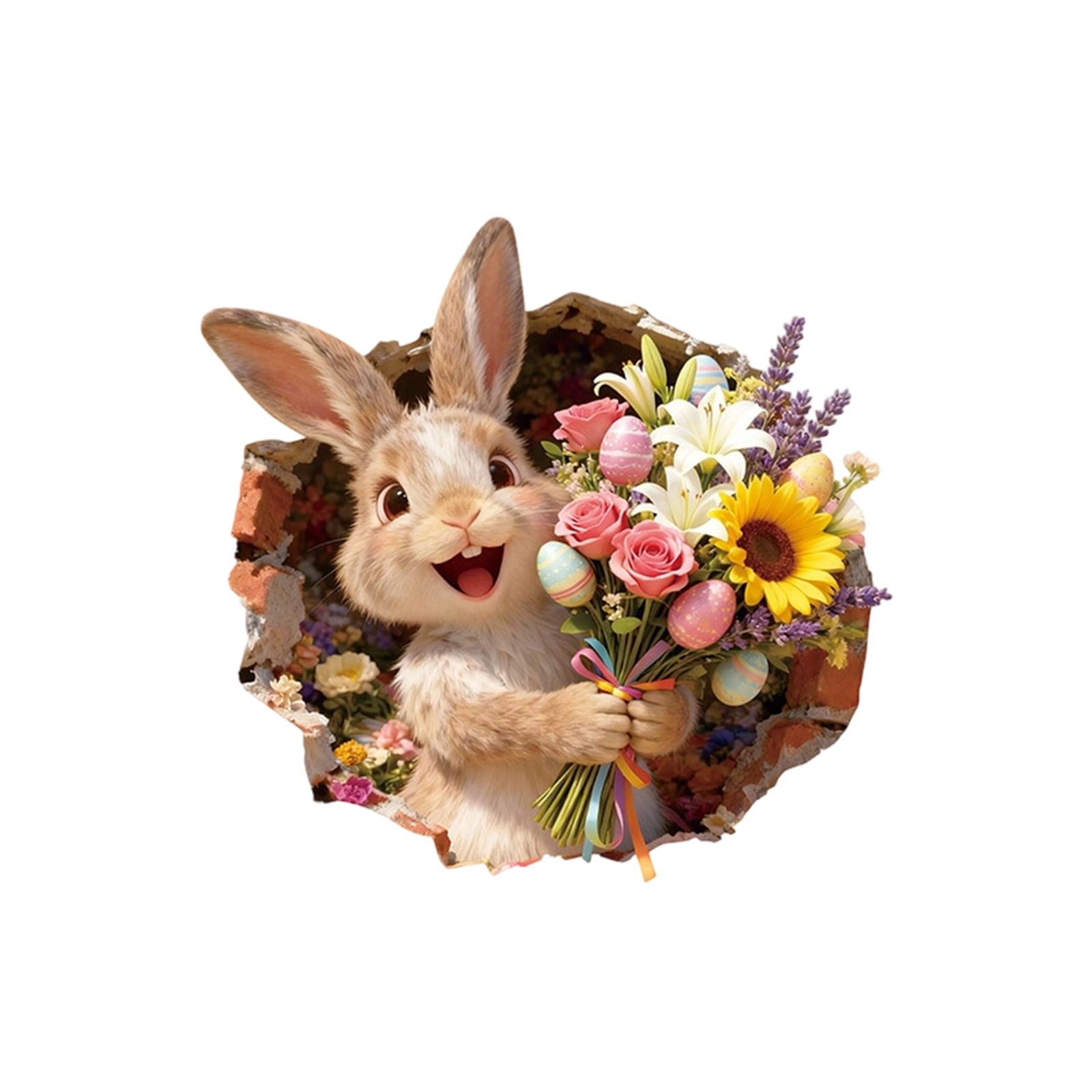 Creative Easter Wall Stickers, Festive 3D Breakthrough Bunny Toilet ...