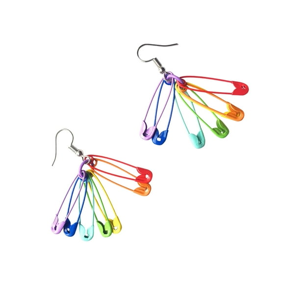 Creative Edgy Pin Design Earrings in Vibrant Multicolor for Fashionable ...
