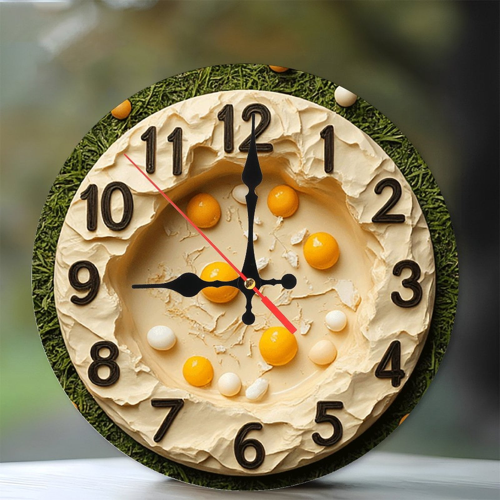 Creative Egg Yolk Clock Resin Crafts Home Decor 10-Inch Silent Wooden ...